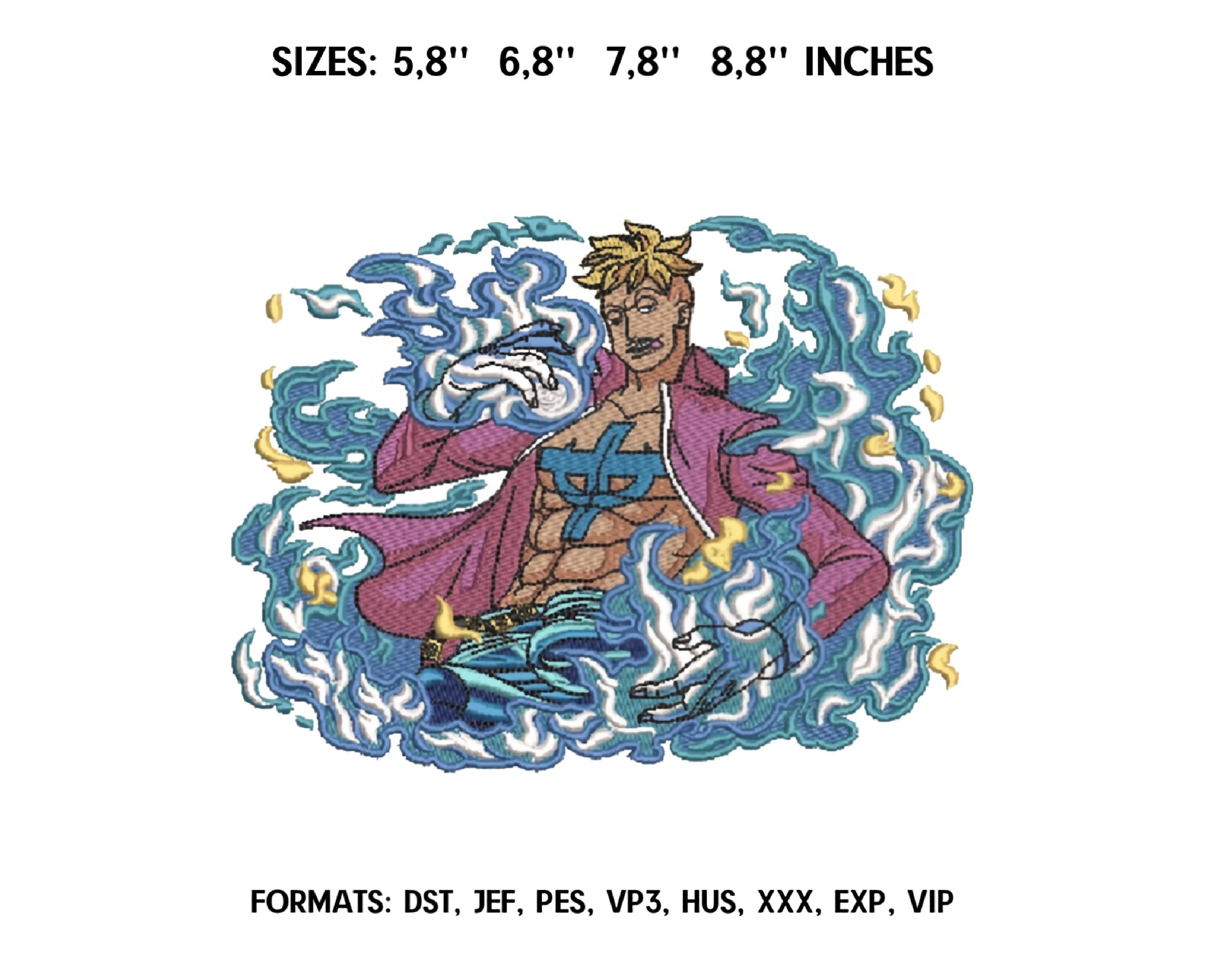 MARCO ONE PIECE Anime Embroidery Design, Digital Anime Embroidery File ...
